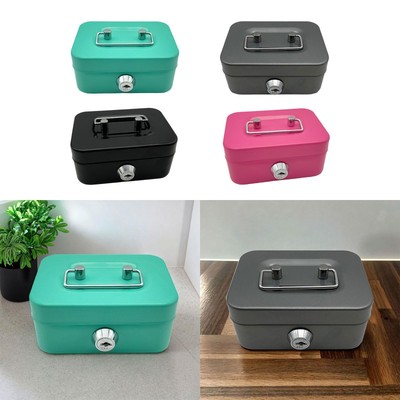Cash Box with Lock with Top Handle Locking Portable Coin Box Lock Box ...