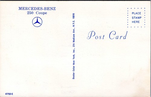Postcard- c1968 Mercedes Benz 250 Coupe - Automobile Advertising | eBay