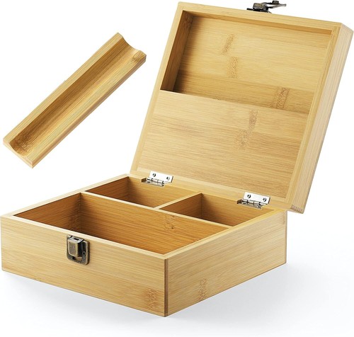 Large Wooden Box Bamboo Storage With Multi-purpose Tray Premium ...
