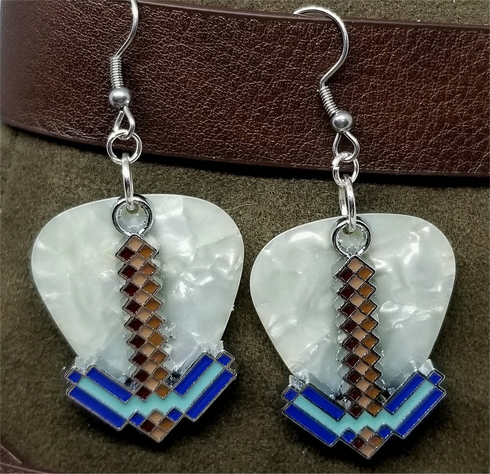 Minecraft Pickaxe Charm Guitar Pick Earrings - Pick Your Color | eBay