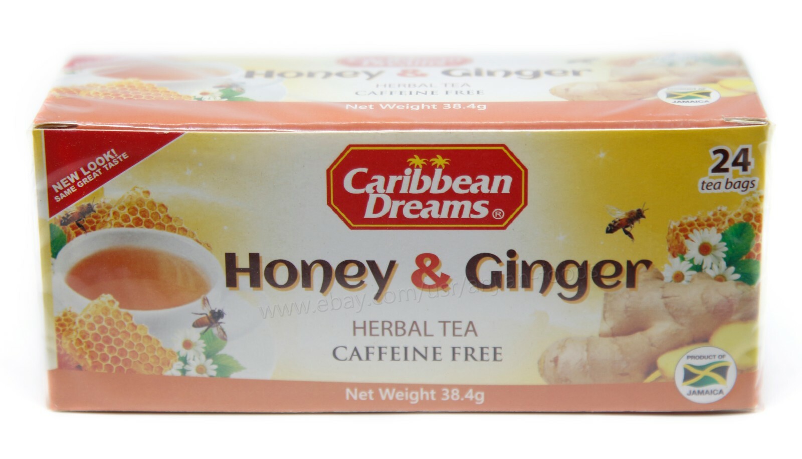 Jamaican Caribbean Dreams Natural Herbal Honey Ginger with Stevia, 24 ...