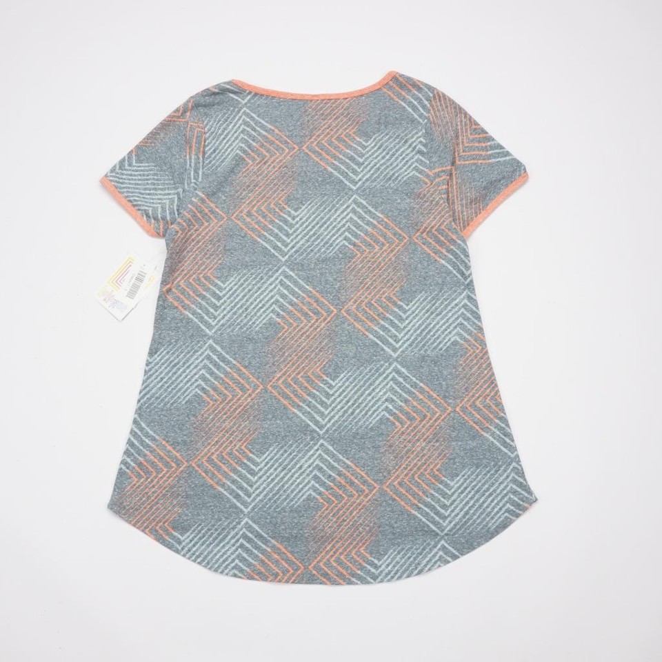 LuLaRoe Classic T Pullover Tunic Top Short Sleeve Peach Grey Geometric ...