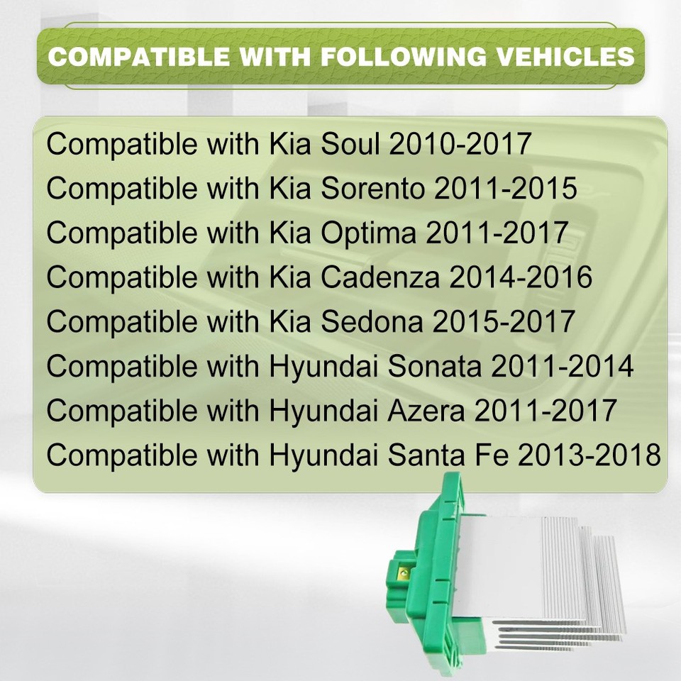 HVAC Blower Motor Fan Resistor 4 pins 972351U000 Fit For Kia Soul 2010 ...