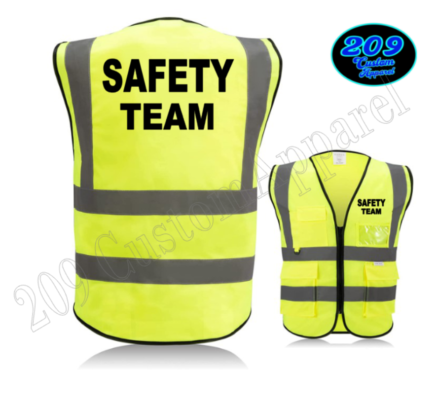SAFETY TEAM Hi-Vis Safety Vest | Reflective Strips, Zipper Front ...