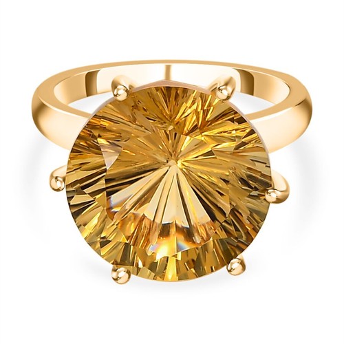 TJC 9.57ct Citrine Solitaire Ring for Women in Yellow Gold Over Silver ...