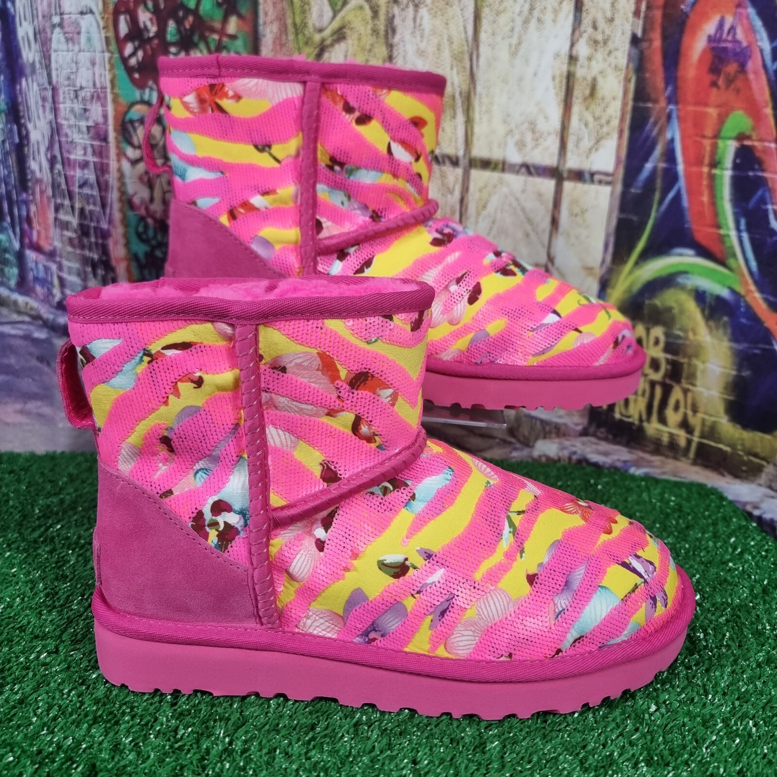 UGG Classic Tiger Flower Mini Boots Taffy Pink Size 8 New (AA3) | eBay