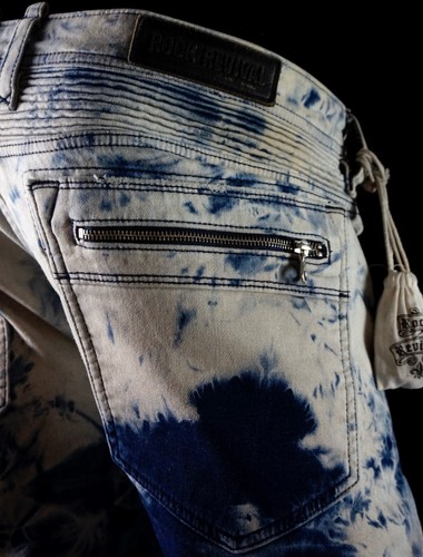 $220 Mens Rock Revival Jean "Daviday" Zipper Moto Acid Wash Straight 42 ...