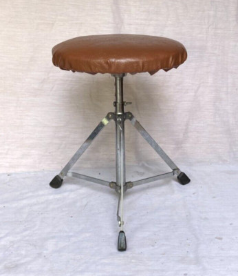 Vintage Mid Century Modern Faux Leather Upholstered Metal Swivel Round ...