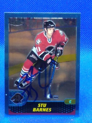 Stu Barnes 2001-02 Topps Chrome #116 PERSONAL AUTOGRAPH Buffalo Sabres ...