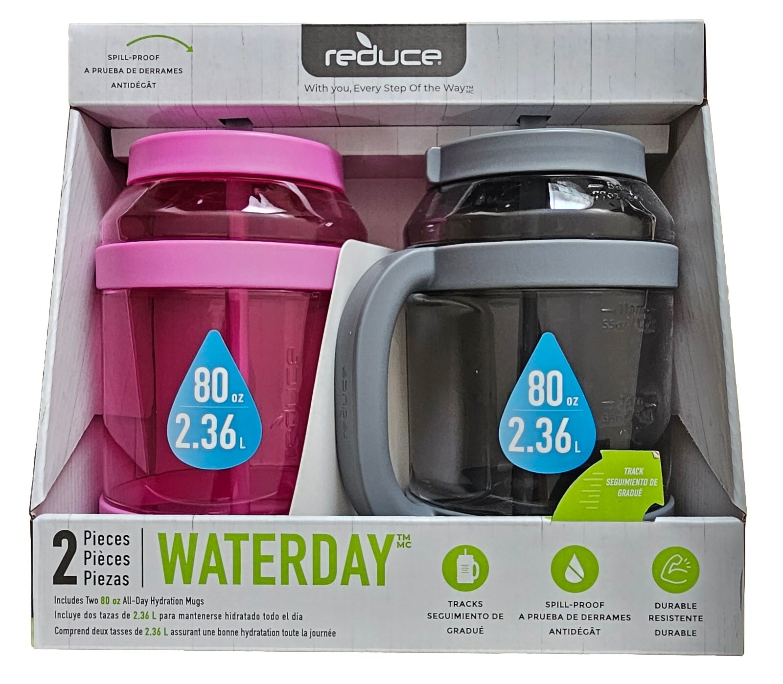 Reduce Waterday 80oz All Day Hydration Mug W/ Tracks and Straw (1 Mug ...