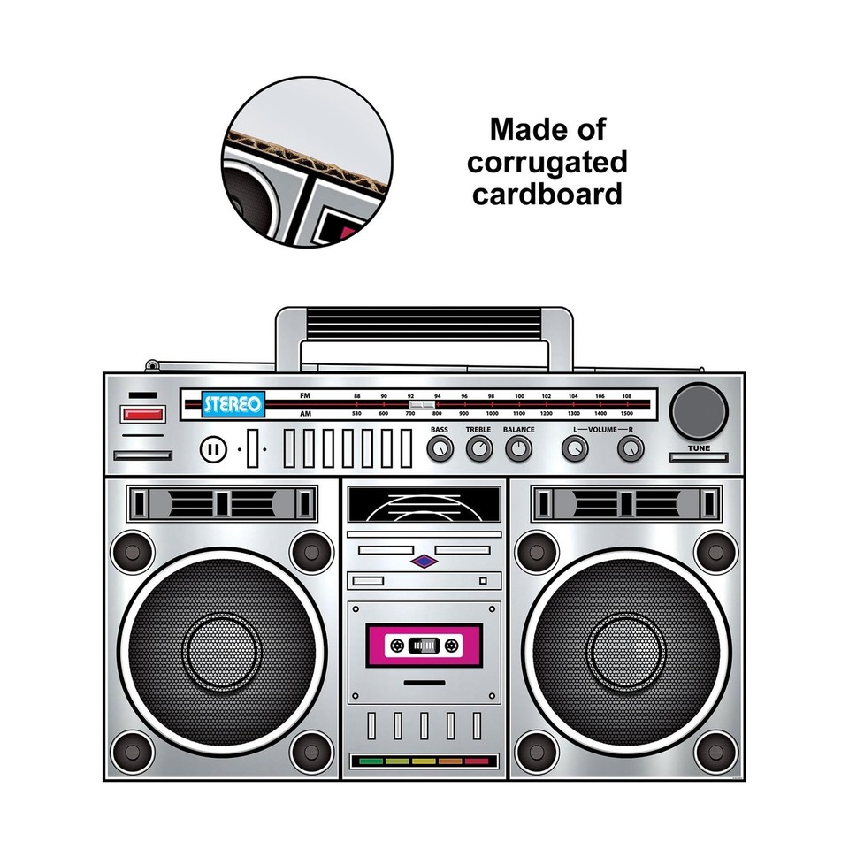 Beistle 80s Boom Box Stand-Up, Retro Metallic Cardboard Decoration ...