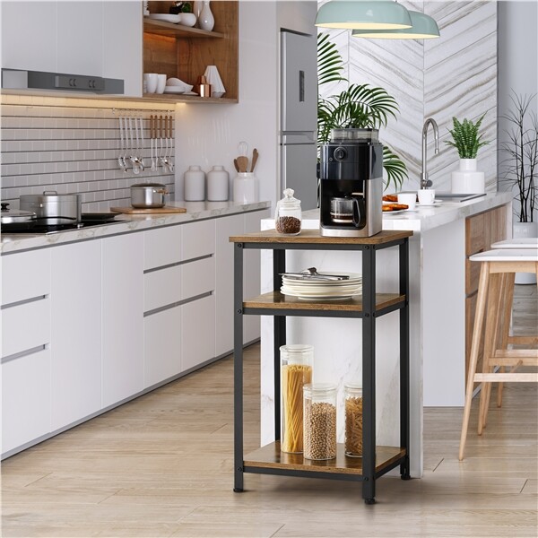 Side Table Bedside Table Rustic Telephone Table with Shelves for Home ...