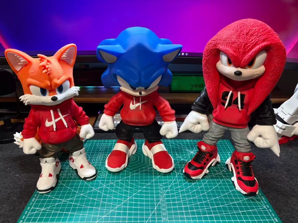 3D Printed Knuckles Figure – 12.5 inch Fan Art Statue Red Hoodie Street ...