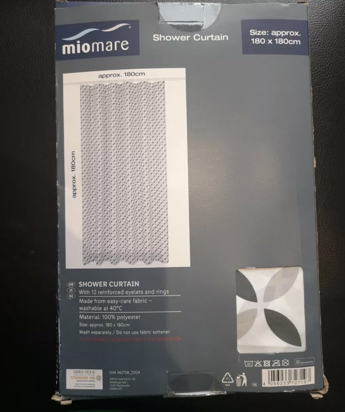 MIOMARE SHOWER CURTAIN 180x180cm EYELET & RINGS POLE Tropical Palm for ...