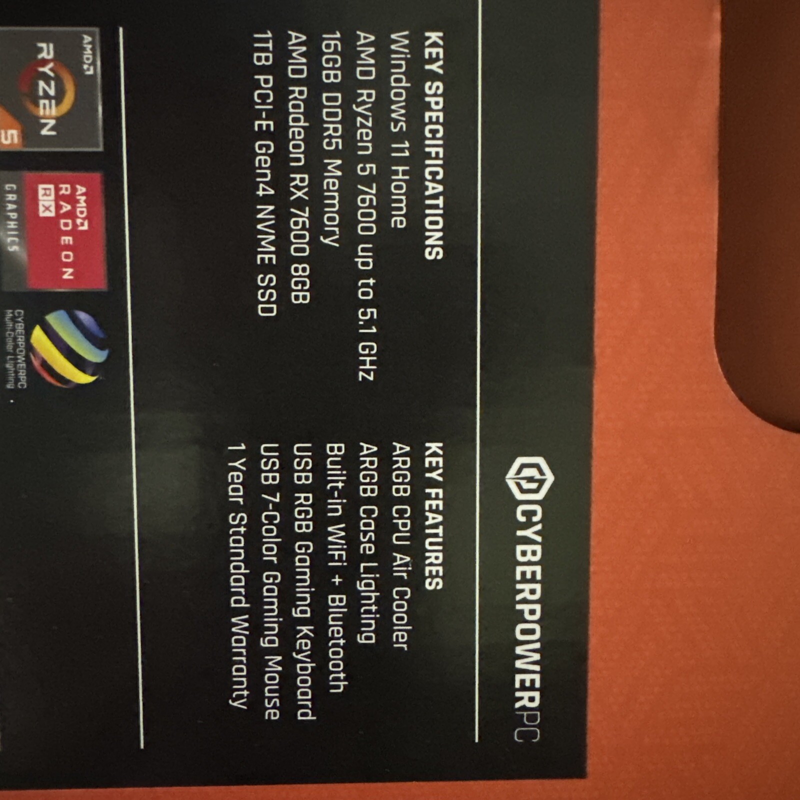 NEW-Cyberpower GMA6900WST Gaming PC AMD Ryzen 5, 16GB DDR5, 1TB NVME ...