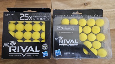 2 Nerf Rival Gun Balls 25-round Refill - High Impact Rounds - Yellow ...