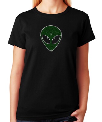 Women's / Unisex Rhinestone T-shirt " Alien Face " in Sm to 3XL | eBay