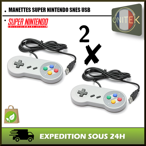 2 MANETTES NINTENDO JEU USB RETRO SNES SUPER NES PC WINDOWS MAC ...