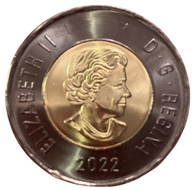2022 Canadian $2 Dollar Black Ring Toonie Coin - Honouring Queen ...