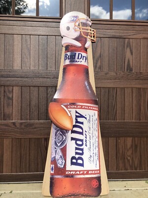 RARE BUD BOWL BUD LIGHT “BUD DRY DRAFT” BOTTLE CARDBOARD CUTOUT ...
