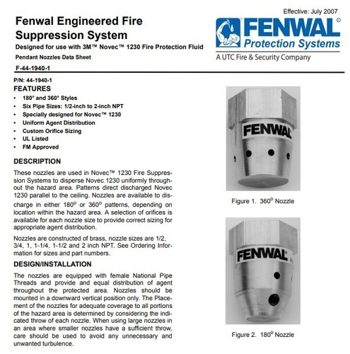 Kidde Fenwal Nozzles 1"1/2 Brass Novec 360 G. 45-194727-200 | eBay