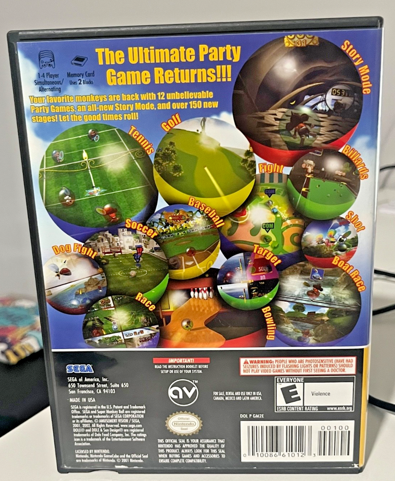 SEGA-Super Monkey Ball 2-Player's Choice-Nintendo GameCube 2002-Tested ...