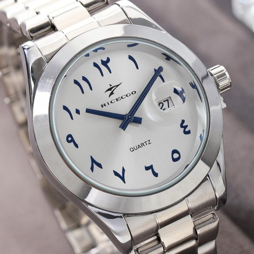 40MM RICECGO Luxury Quartz Men's Watch Arabic Numeral Stainless Steel ...