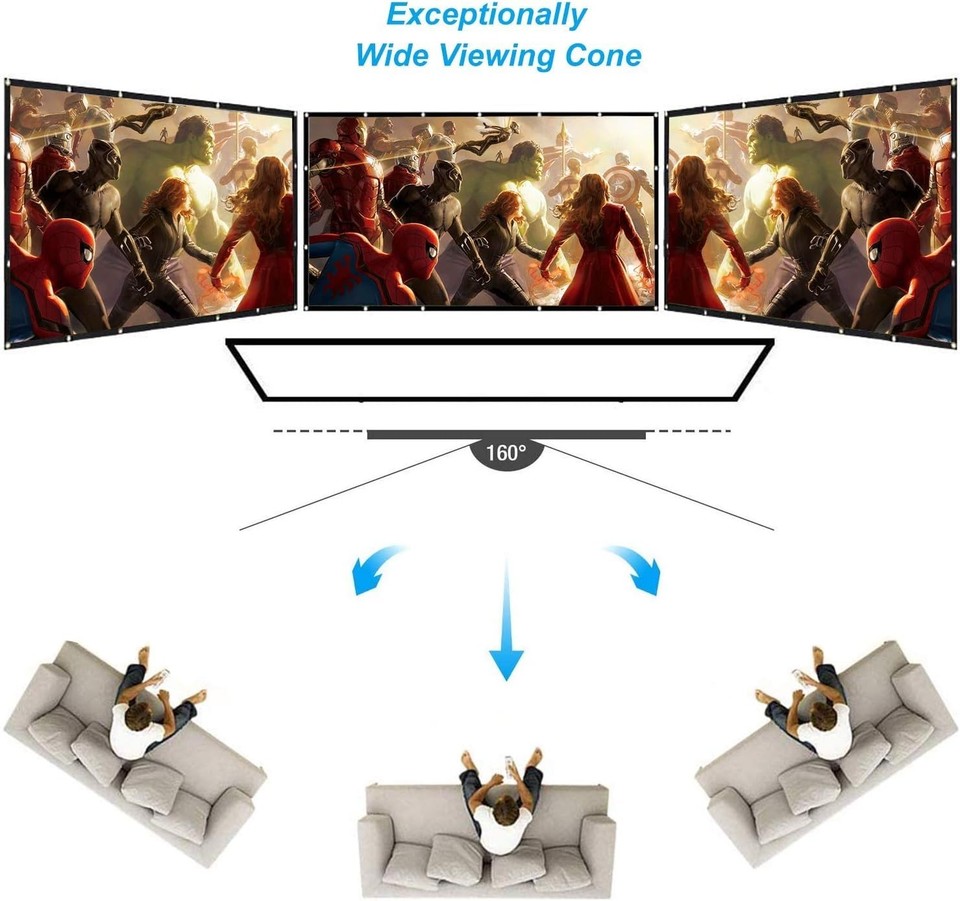 Projector Screen 100 Inch Portable Movie 16:9 HD 4K Foldable Anti ...