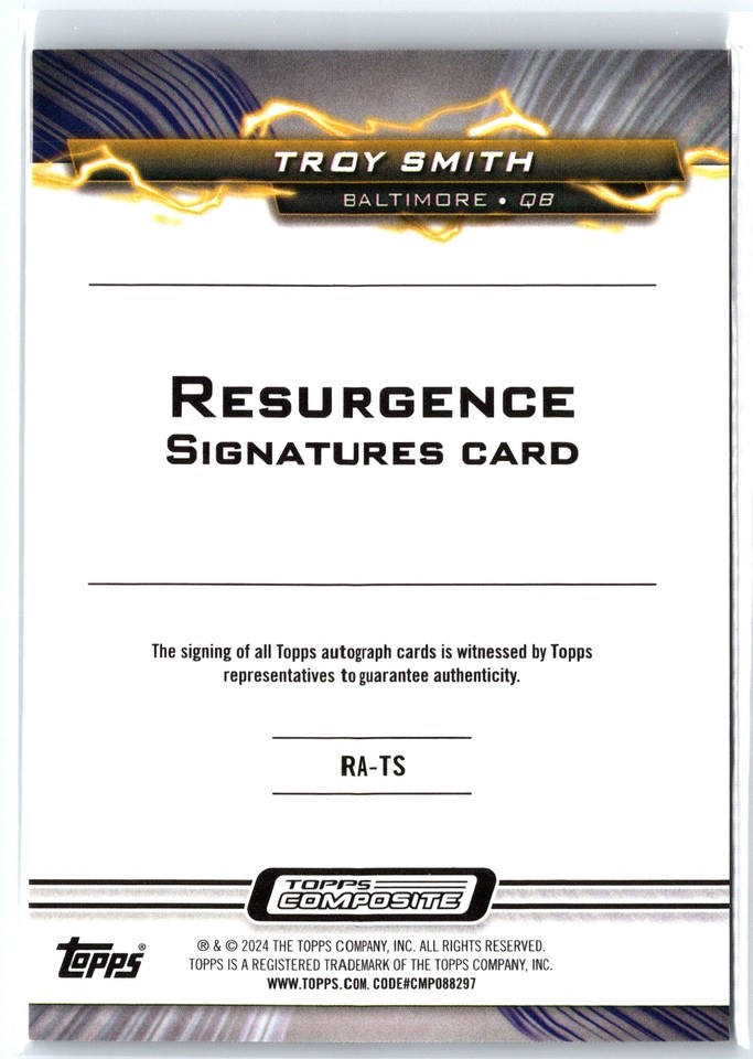 2023 Topps Composite #RA-TS Troy Smith Resurgence Signatures White ...