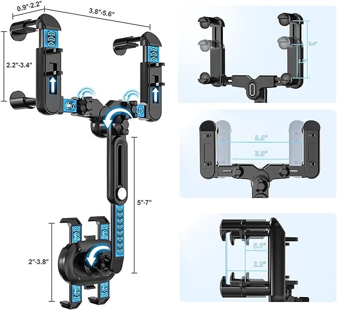 360°Car Rearview Mirror Holder Stand For-Mobile Cell Smart Phone GPS ...