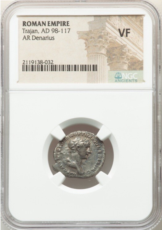 NGC VF Trajan Caesar 98-117 AD Roman Empire AR Silver Denarius Coin ...