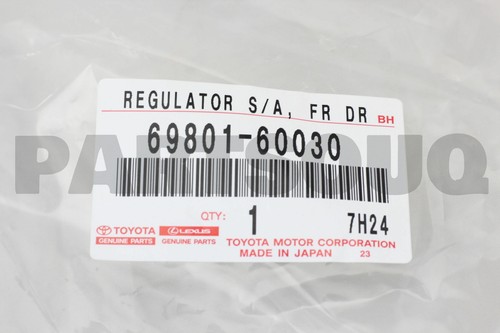 6980160030 Genuine Toyota REGULATOR SUB-ASSY, FRONT DOOR WINDOW, RH ...