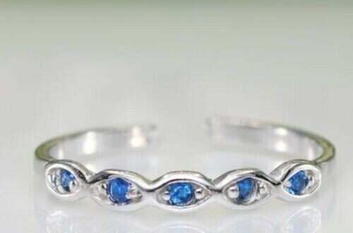 Adjustable Toe Ring 0.30Ct Round Blue Sapphire Women's 14k White Gold ...