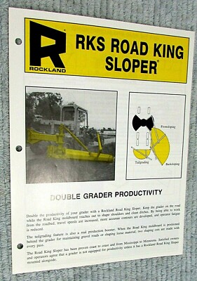 New 1988 Rockland Mfg RKS Road King Sloper Double Grader Blade Brochure ...