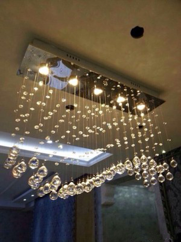 New Modern Wave Crystal Pendant Light Ceiling Lamp Lighting Rain Drop ...