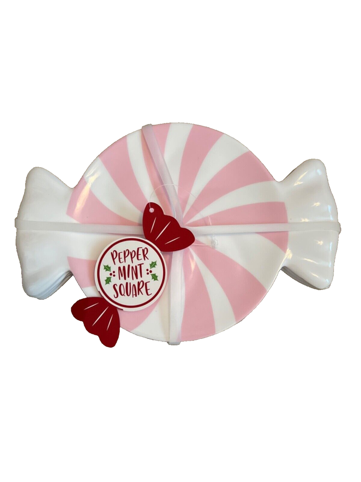 Peppermint Square Peppermint Candy PINK AND WHITE Appetizer Plate Set ...