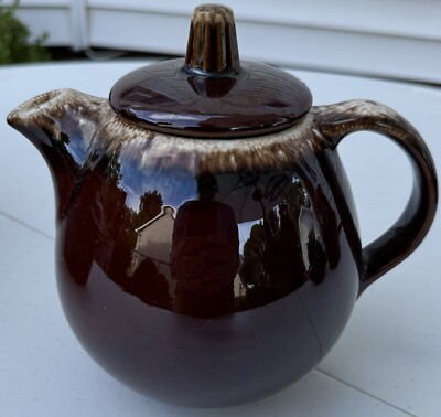 Hull Pottery Brown Drip Ball Shaped Tea Pot & Lid Oven Proof USA | eBay