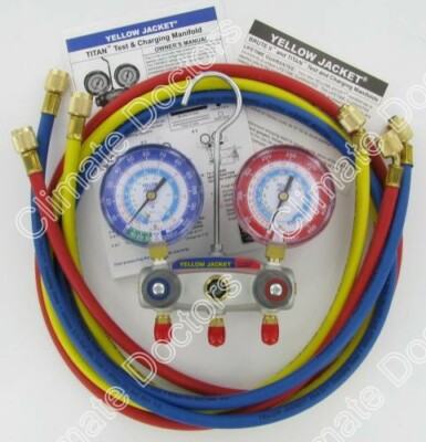 Yellow Jacket 49887 TITAN 2-V Manifold Gauges w/Hoses | eBay