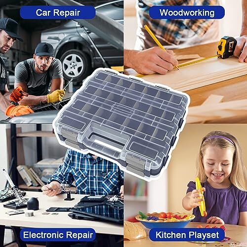 Double Side Tool Box Organizer Hardware Storage Box Portable Small ...