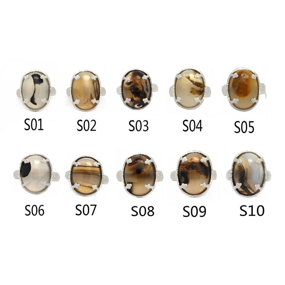 De Buman Natural Agate 925 Silver Ring Size 7 | eBay
