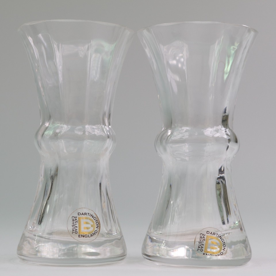 Dartington Crystal Vase Pair Diabolo Posy Bud Vase FT343 C10cm C1983 ...