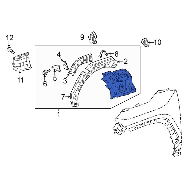 For Toyota RAV4 2019-2021 Toyota 537010R060 Front Right Fender Apron ...