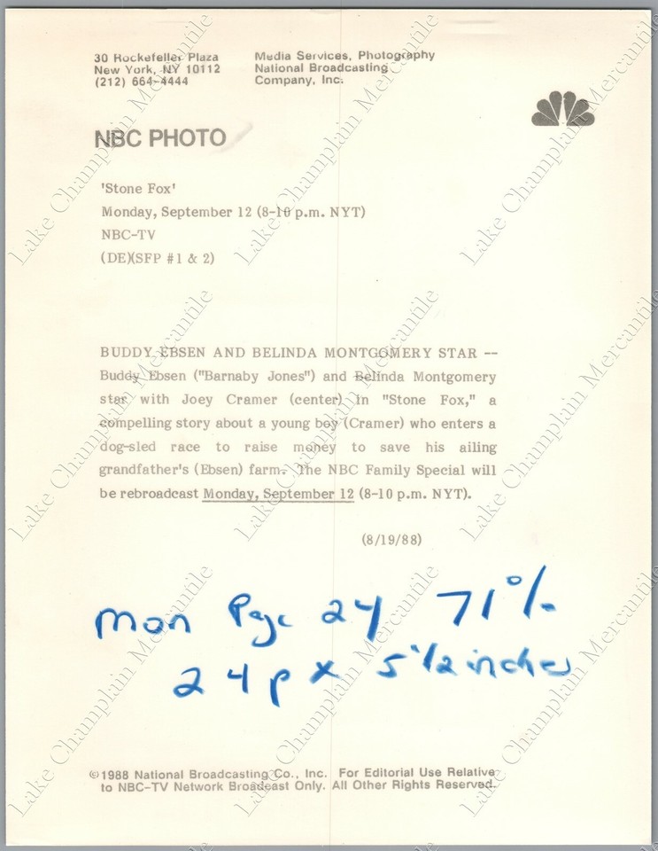 Stone Fox Buddy Ebsen Belinda Montgomery Joey Cramer 1988 Press Photo ...