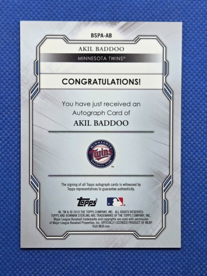 2019 Bowman Sterling Auto AKIL BADDOO Autograph MINNESOTA TWINS card | eBay