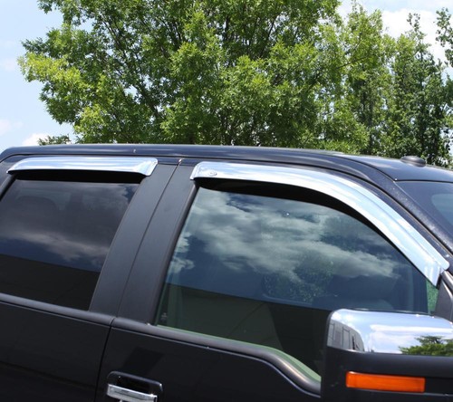 AVS Front & Rear Chrome Ventvisor Window Deflectors for F150 F250 F350 ...