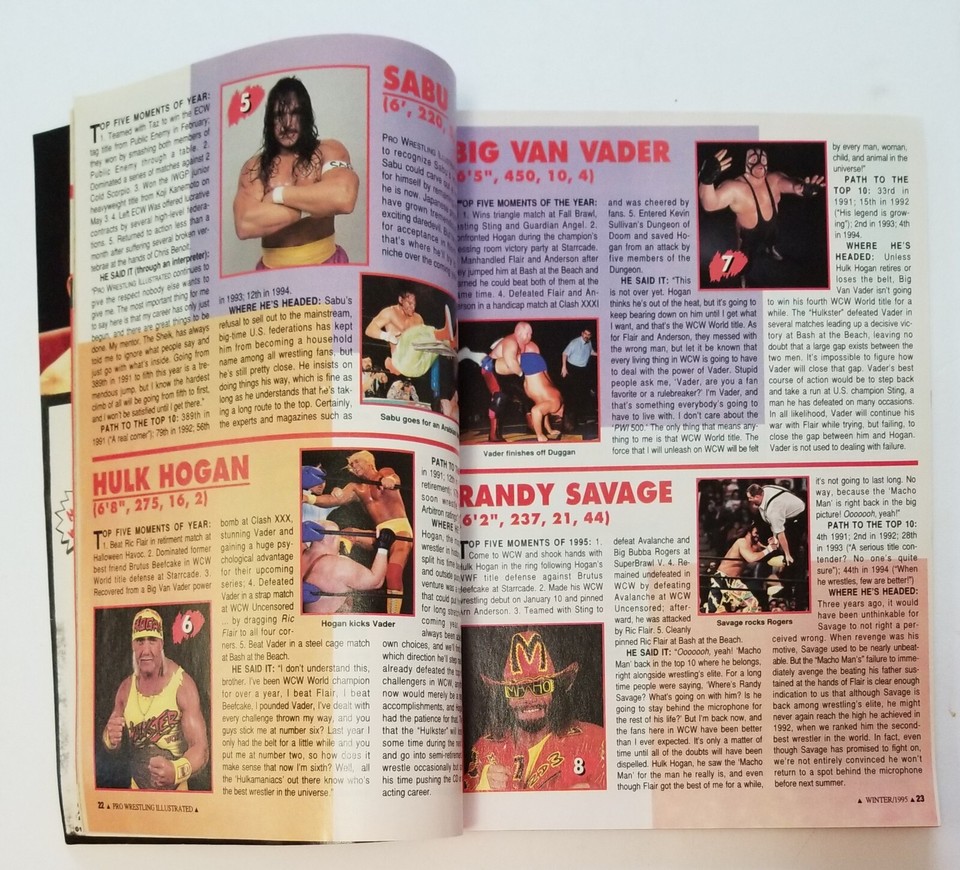 PRO WRESTLING ILLUSTRATED MAGAZINE Winter 1995 PWI 500 RANKINGS W ...