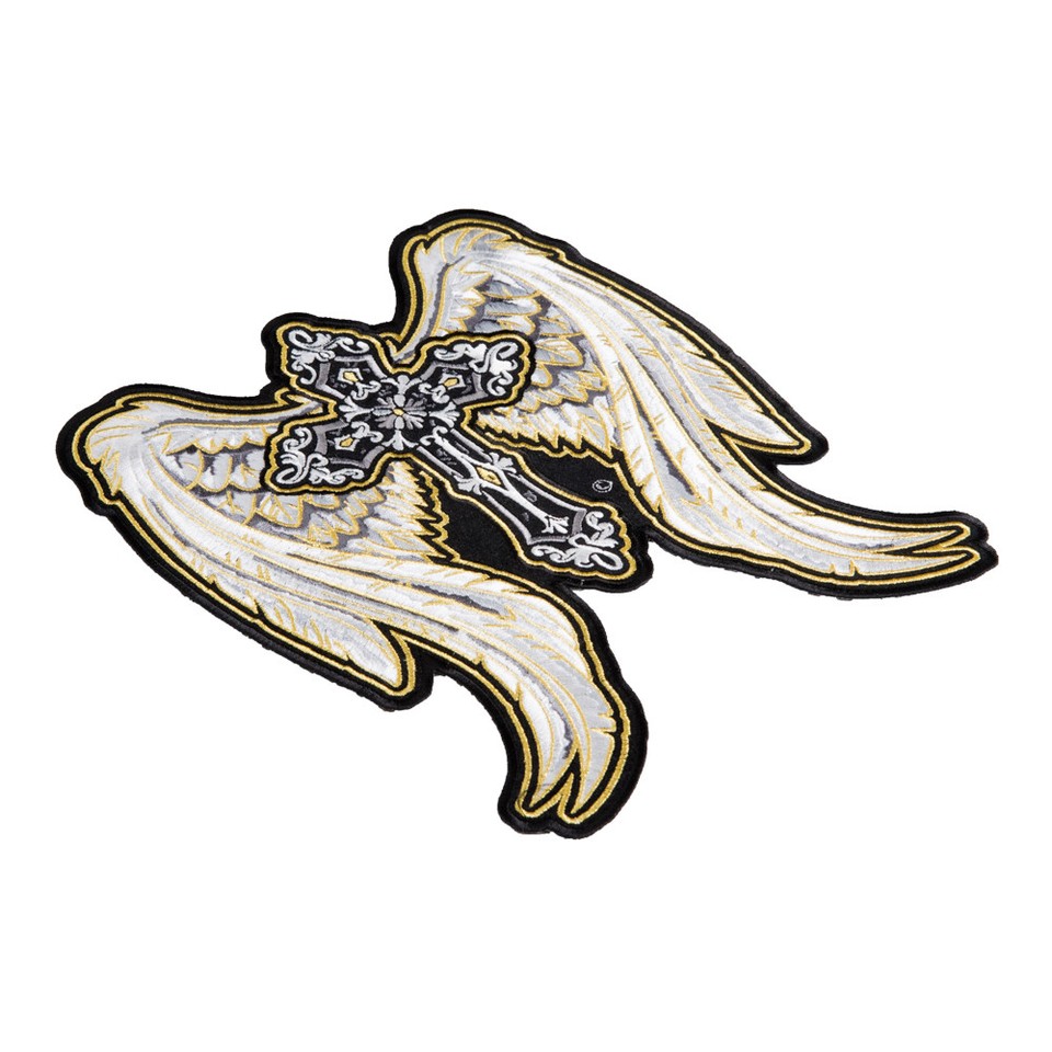 Golden Angelic Wings & Cross Patch, Ladies Back Patches | eBay