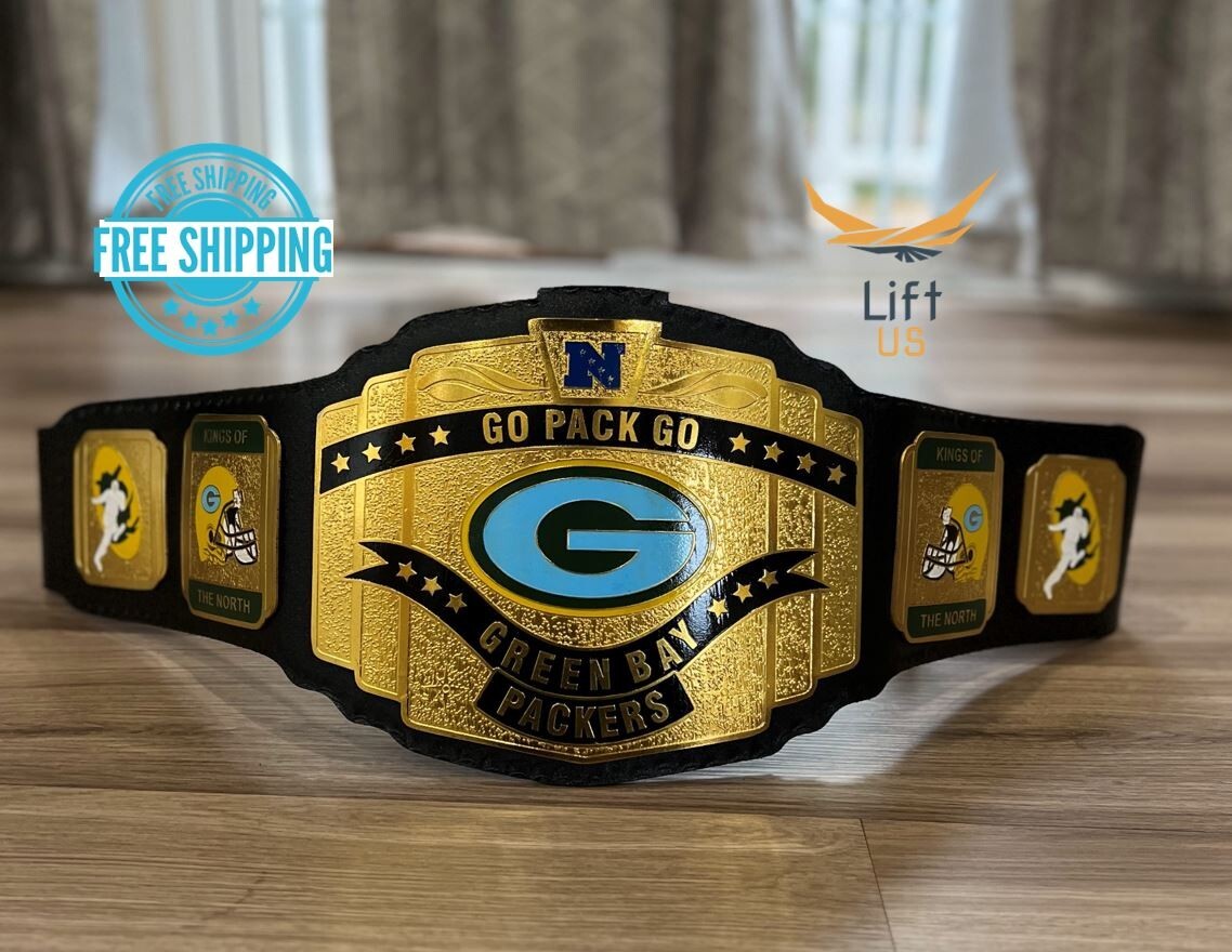 Green Bay Packers NFL Championship Wrestling Belt 2mm Brass Adult Size ...