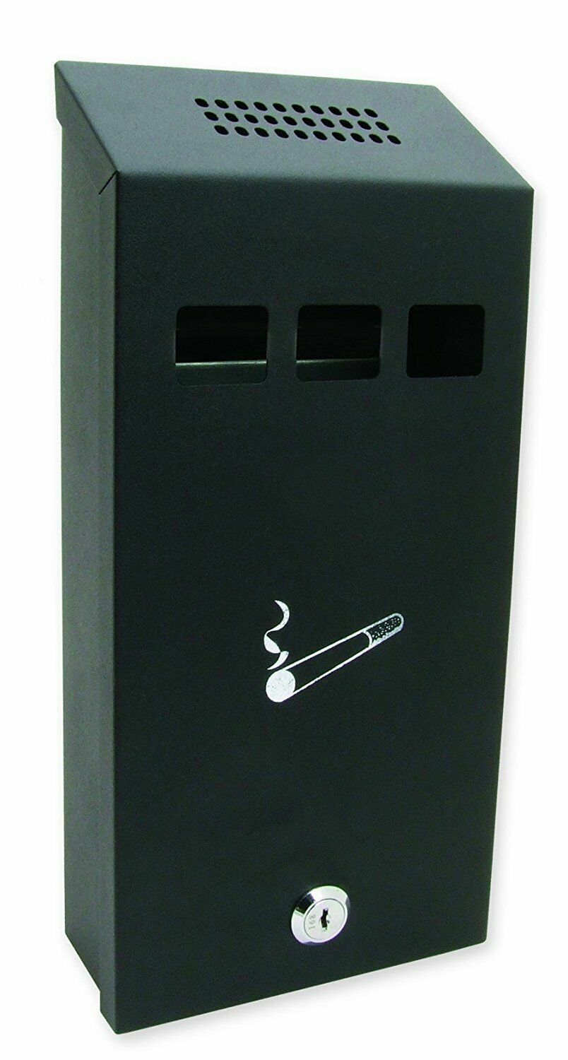 Ash bin Ashtray lockable steel Outside Smoking Wall Mounted Box Tray ...