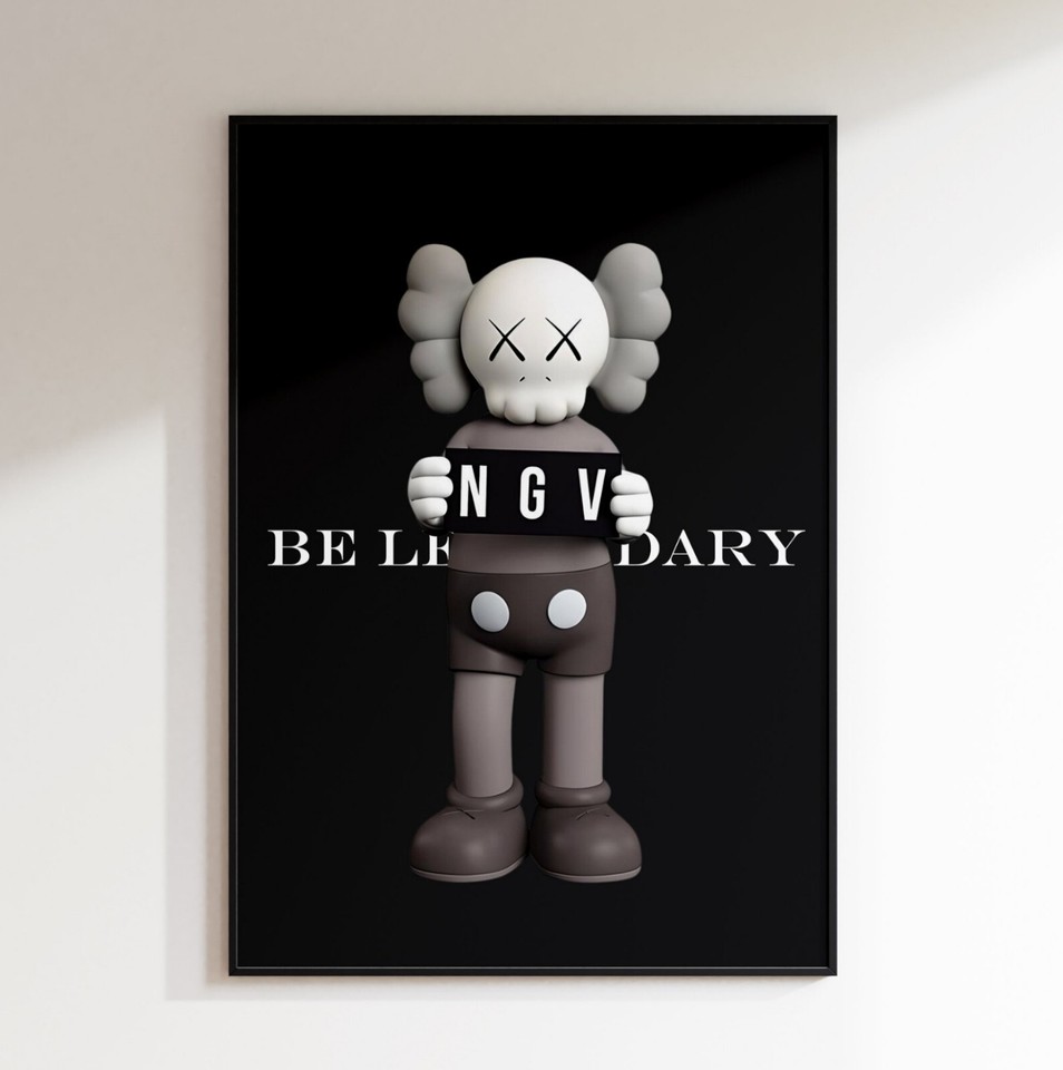 Set of 3 Focused Kaws Art pieces canvas wall home decor Portrait ...